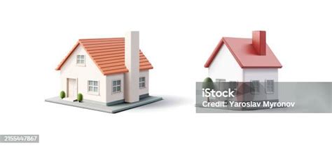 사실적인 집 세트 3d 부동산 건설 임대 판매 보안 흰색 배경에 3d 렌더링 벡터 집에 대한 스톡 벡터 아트 및 기타 이미지 Istock