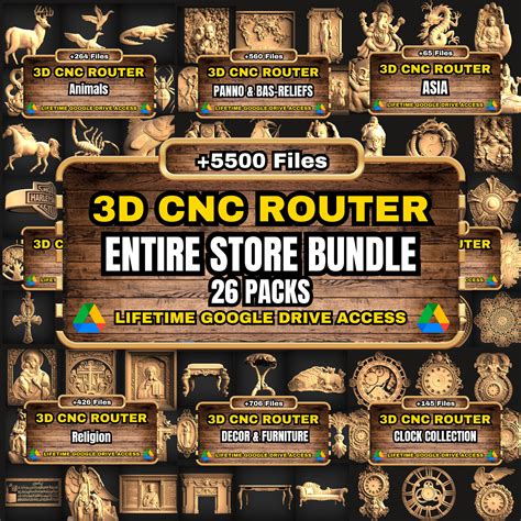 3d Cnc Router Stl Pack 5500 Stl File For 3d Cnc Router Machine 26 Different Categories In