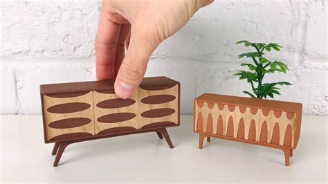 Diy Mid Century Dollhouse Miniature Credenza Modern Dollhouse Furniture Diy Mid Century Doll
