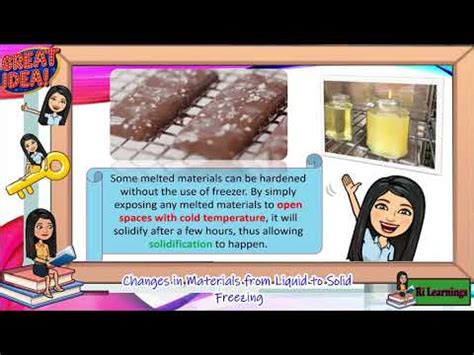 Changes In Materials From Liquid To Solid Freezing Youtube