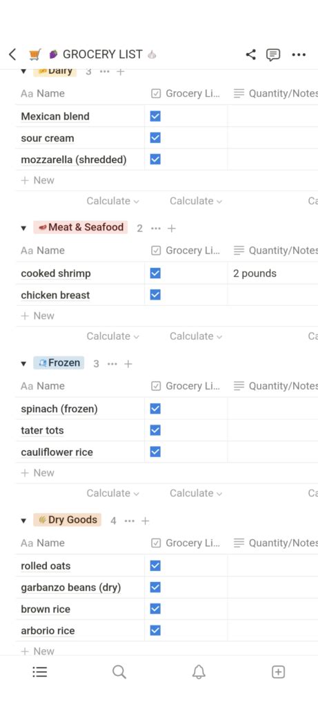 Notion Grocery List Ingredient Database Casey Barber