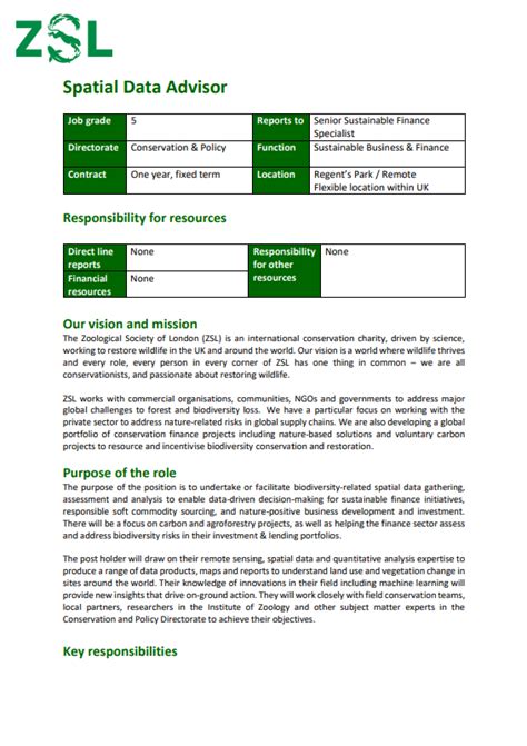 Zsl Is Hiring A Spatial Data Advisor