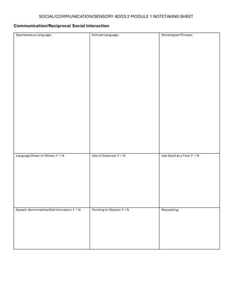 Ados 2 Module 1 Bundle Cheat Sheet Notetaking Template Report Template