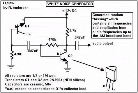 white noise from two transistors arduino electronics circuit