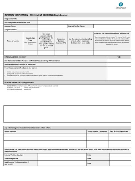internal verification assessment decisions single learner