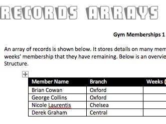 GCSE IGCSE RECORDS ARRAYS FLOWCHARTS Teaching Resources