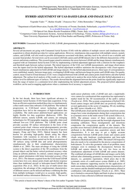 pdf hybrid adjustment of uas based lidar and image data