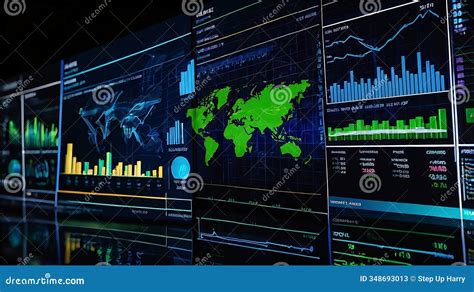 tech business dashboard with graphs icons and digital data