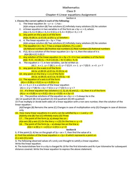 Ch 4 Worksheet Pdf Equations Cartesian Coordinate System