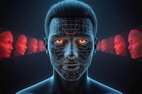 3d Face Recognition Illustration With Cross Mark Rejected Concept Of