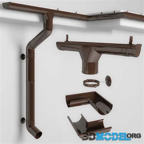 3d Model Gutter System Brown