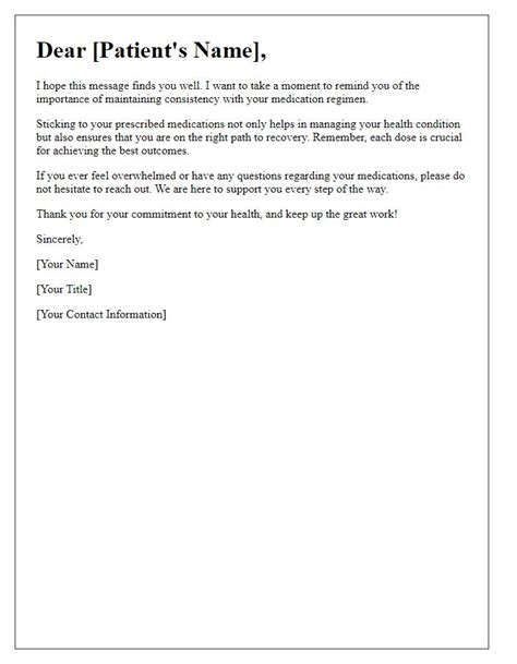 Letter Template For Medication Adherence Encouragement Free Samples