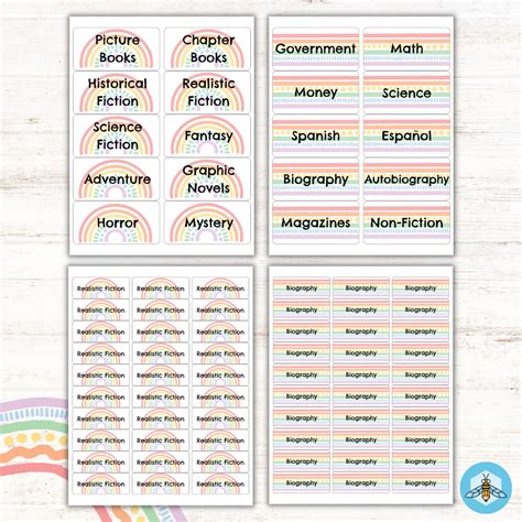 Pastel Rainbow Classroom Library Labels Editable Classful
