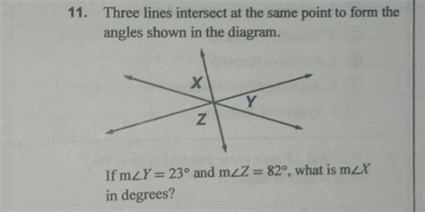 solved 11 three lines intersect at the same point to form the angles