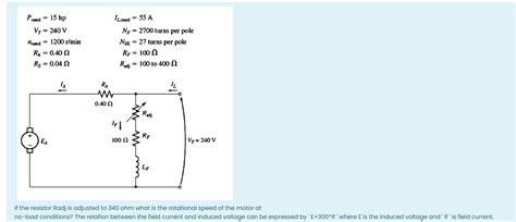Solved A DC Motor Has The Following Characteristics Prated Chegg