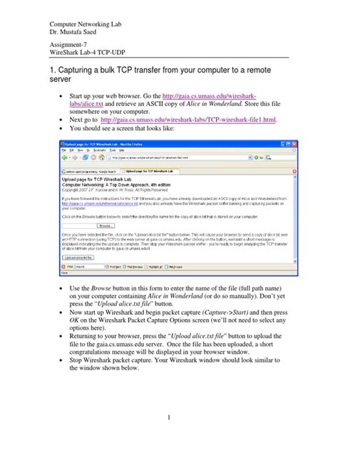 Analyzing Tcp And Udp Network Traffic Using Wireshark Uploading A File