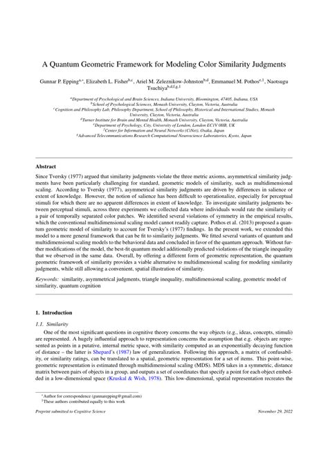 Pdf A Quantum Geometric Framework For Modeling Color Similarity Judgments