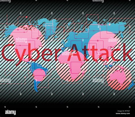World Map Cyber Attack By Hacker Concept Background Vector