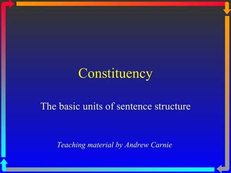 Constituency Lesson In The Field Of Syntax Ppt
