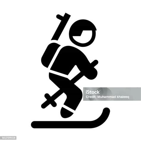 바이애슬론 벡터 글리프 아이콘은 개인 및 상업적 용도로 사용됩니다 0명에 대한 스톡 벡터 아트 및 기타 이미지 0명 검은색 겨울 Istock