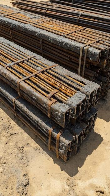 Stacked Rusty Rebar Premium Ai Generated Image