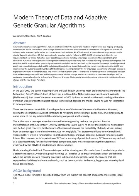 pdf alexander zilberstein modern theory of data and adaptive genetic