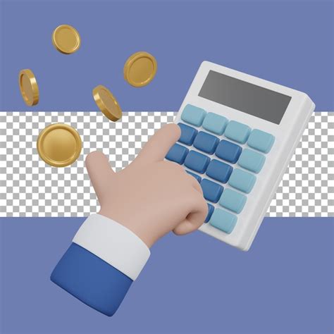 Premium PSD D Rendering Calculator Coins Hand Tranparent Premium Psd