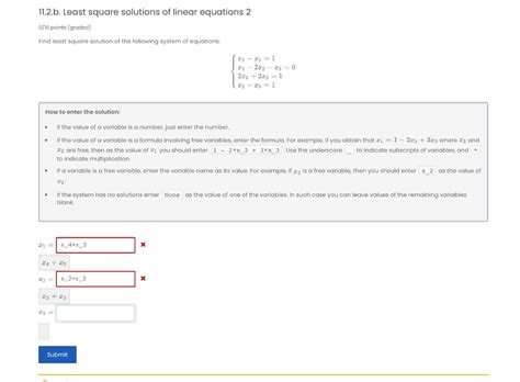 Solved B Least Square Solutions Of Linear Equations Chegg