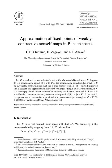PDF Approximation Of Fixed Points Of Weakly Contractive Nonself Maps In Banach Spaces