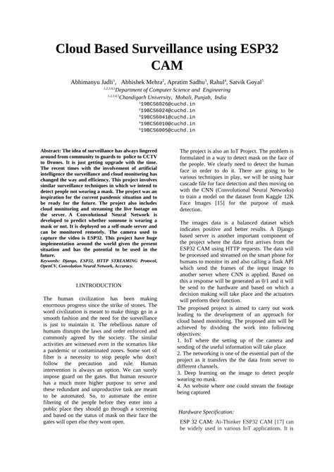 PDF Cloud Based Surveillance Using ESP CAM