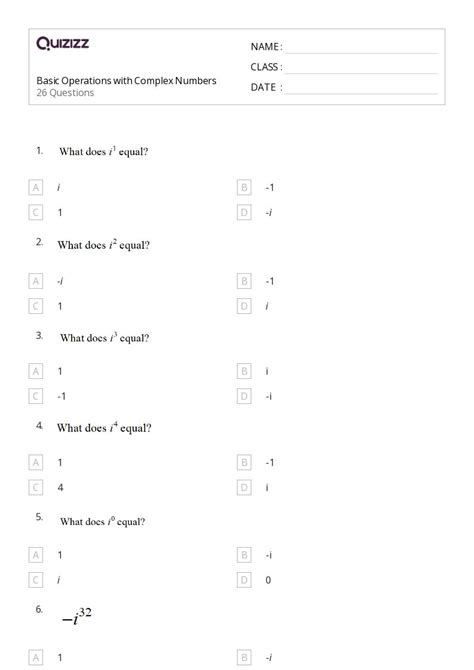 Free Operations Of Complex Numbers Worksheet Download Free Operations