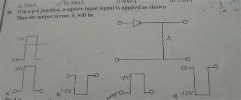if in a p n junction a square input signal is applied as shown then