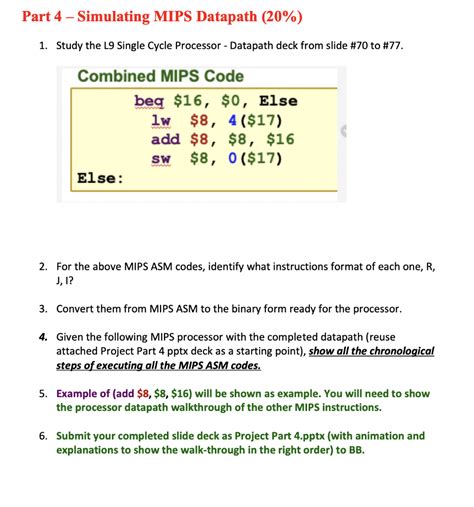 Part 4 Simulating MIPS Datapath 20 1 Study The Chegg Com