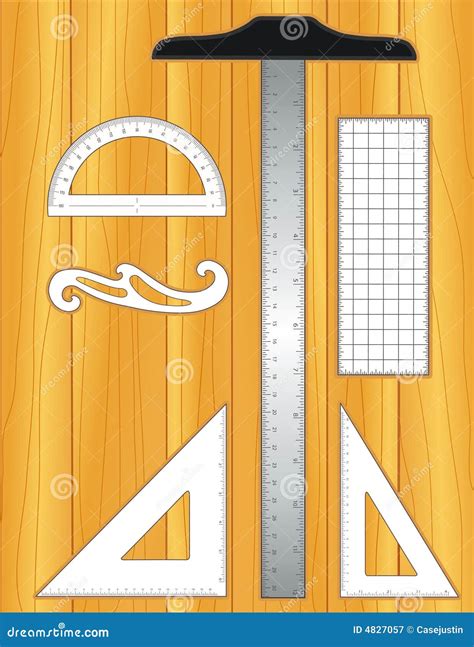 Drafting Tools On An Oak Desk Cartoon Vector 4827057