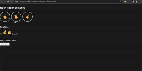 launching rock paper scissors game with html css and javascript