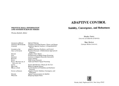 SOLUTION Adaptive Control Stability Convergence And Robustness Studypool