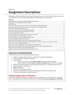 Fillable Online Cola Calpoly English 310 Assignment Descriptions Cola Calpoly Edu Cola