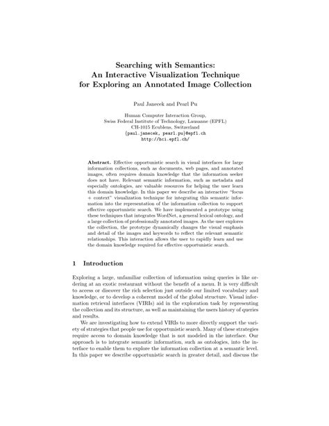 Pdf Searching With Semantics An Interactive Visualization Technique
