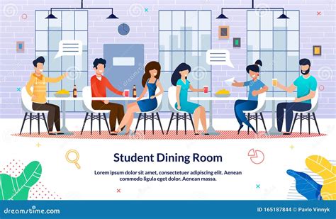 Flat Banner Student Written Dining Room Slide Stock Illustration Illustration Of Cooking
