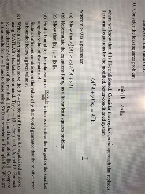 solved consider the least squares problem min x b