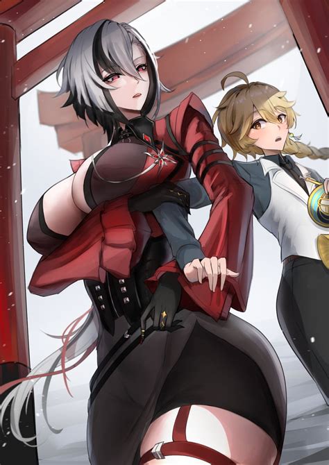 Aether And Arlecchino Genshin Impact Drawn By Hans Kun Danbooru