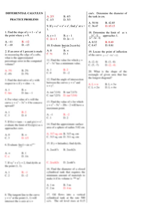 Solution Differential Calculus Practice Exam Questions With Answers Studypool Solution Differential Calculus Practice Exam Questions With Answers Studypool
