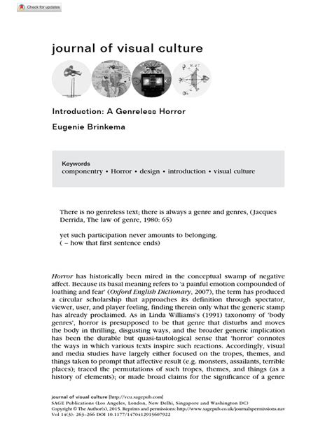 Introduction A Genreless Horror Eugene Brinkema 2015 Pdf Horror Fiction Genre