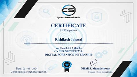 Cybersecurity Internshipcompleted Infosec Professionaldevelopment… Rishikesh Jaiswal