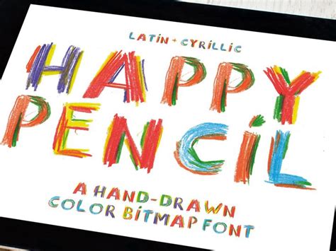 Happy Pencil Bitmap Color Font Bitmap Happy Color