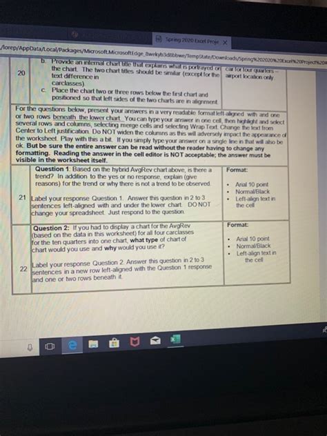 Excel Project MS Excel Spring Use The Chegg