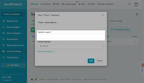 Add A New Email Sender Address SendPulse