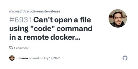Cant Open A File Using Code Command In A Remote Docker Container