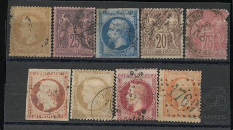 Лот прошедших почту старинных марок Франции 9 шт все разные общая стоимость по каталогу 115