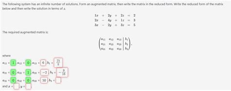 Solved The Following System Has An Infinite Number Of